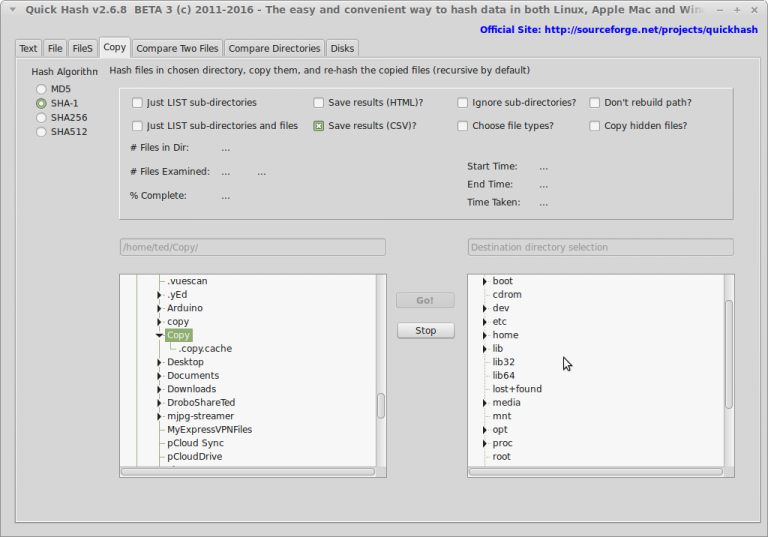 qhlinux3 | QuickHash GUI