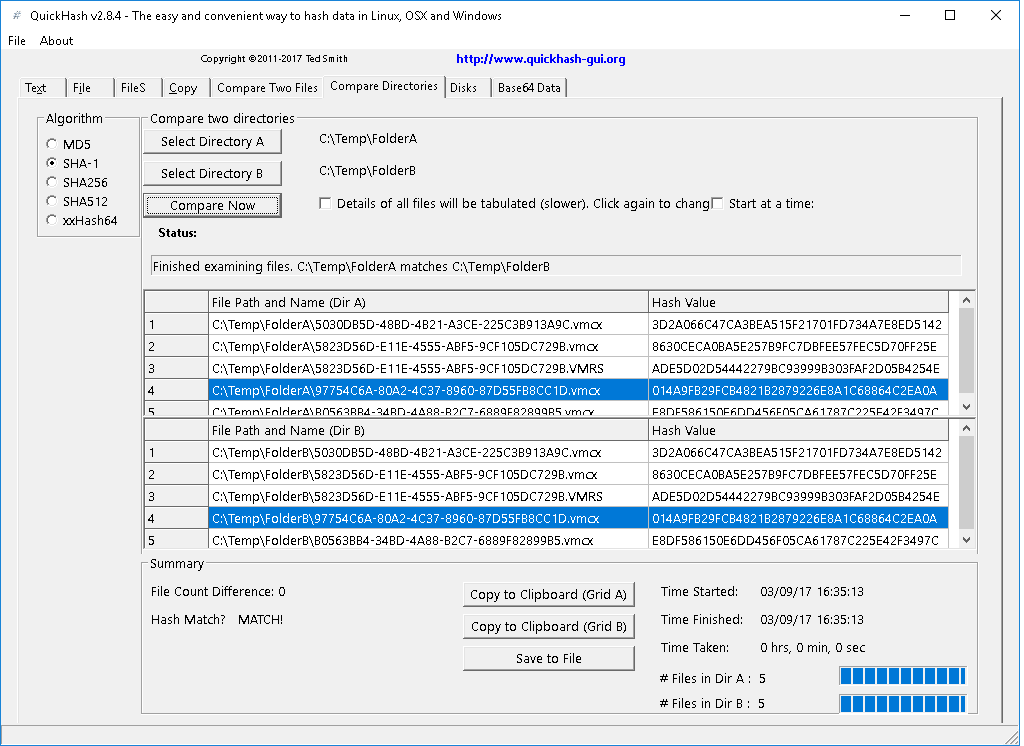 QuickHash-CompareTwoFolders | QuickHash GUI