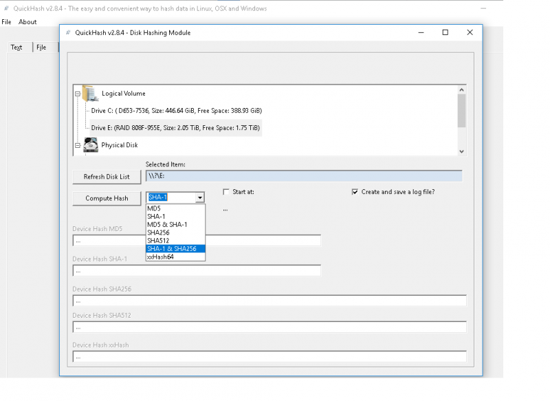 QuickHash-DiskHashingModule | QuickHash GUI