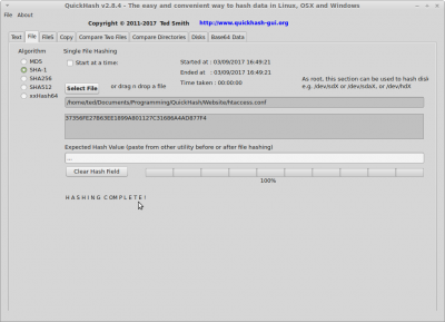 QuickHash-Linux-FileTab | QuickHash GUI