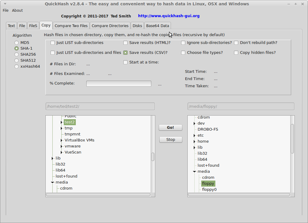 Quickhash-Linux-CopyTab | QuickHash GUI