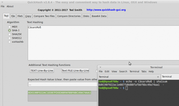 Hashing Unicode Text Strings | QuickHash GUI