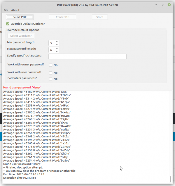 PDFCrack-GUI | QuickHash GUI