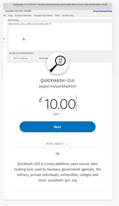 Read about QuickHash GUI, its history and open-source nature